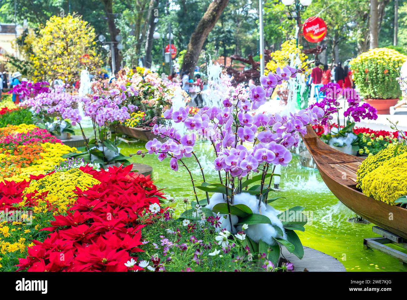 Festival scene in Tao Dan park serving the Lunar New Year in the spring ...