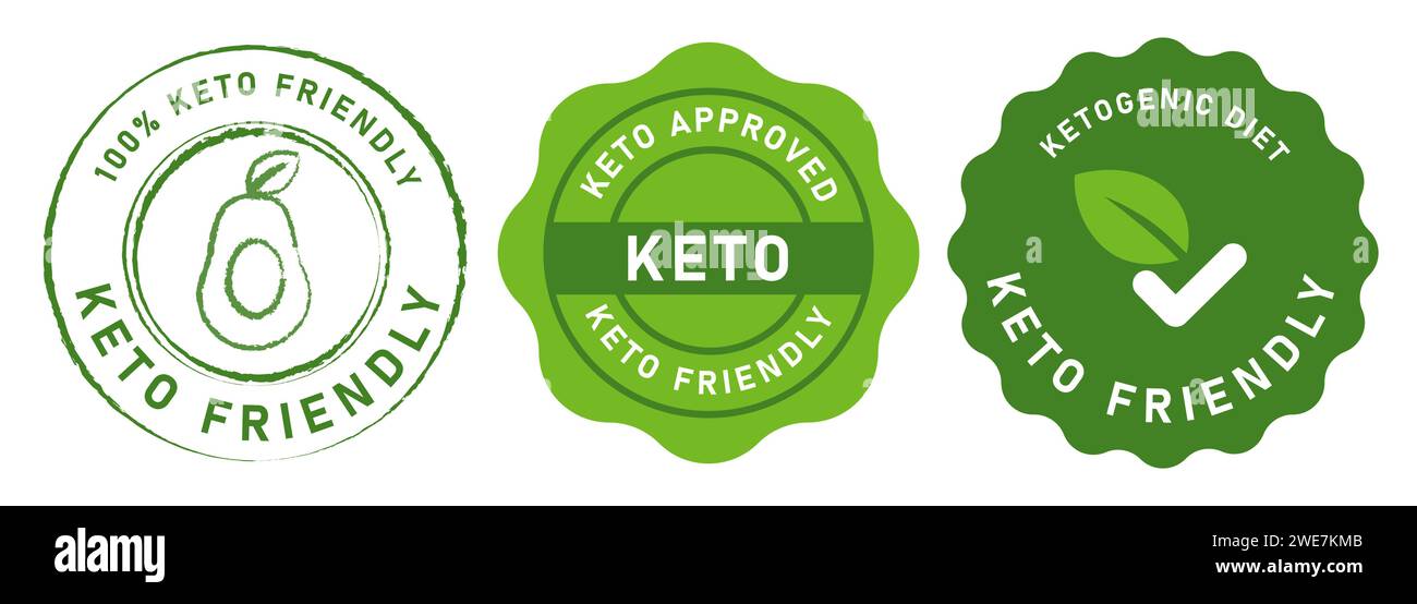 Keto friendly food ketogenic diet emblem sticker seal set packaging ...
