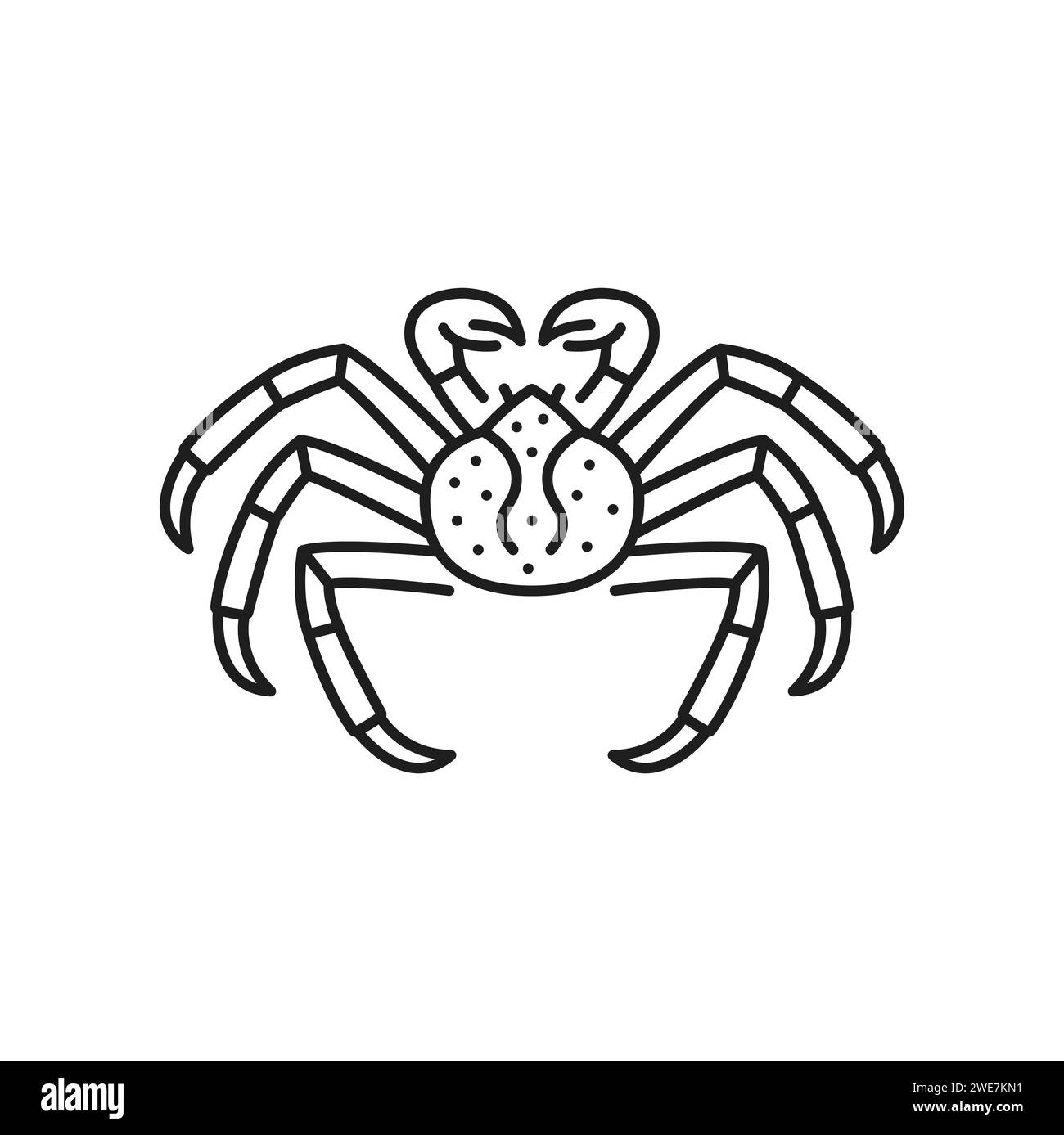 Crab black line icon, fishing industry food product. Vector crab ...