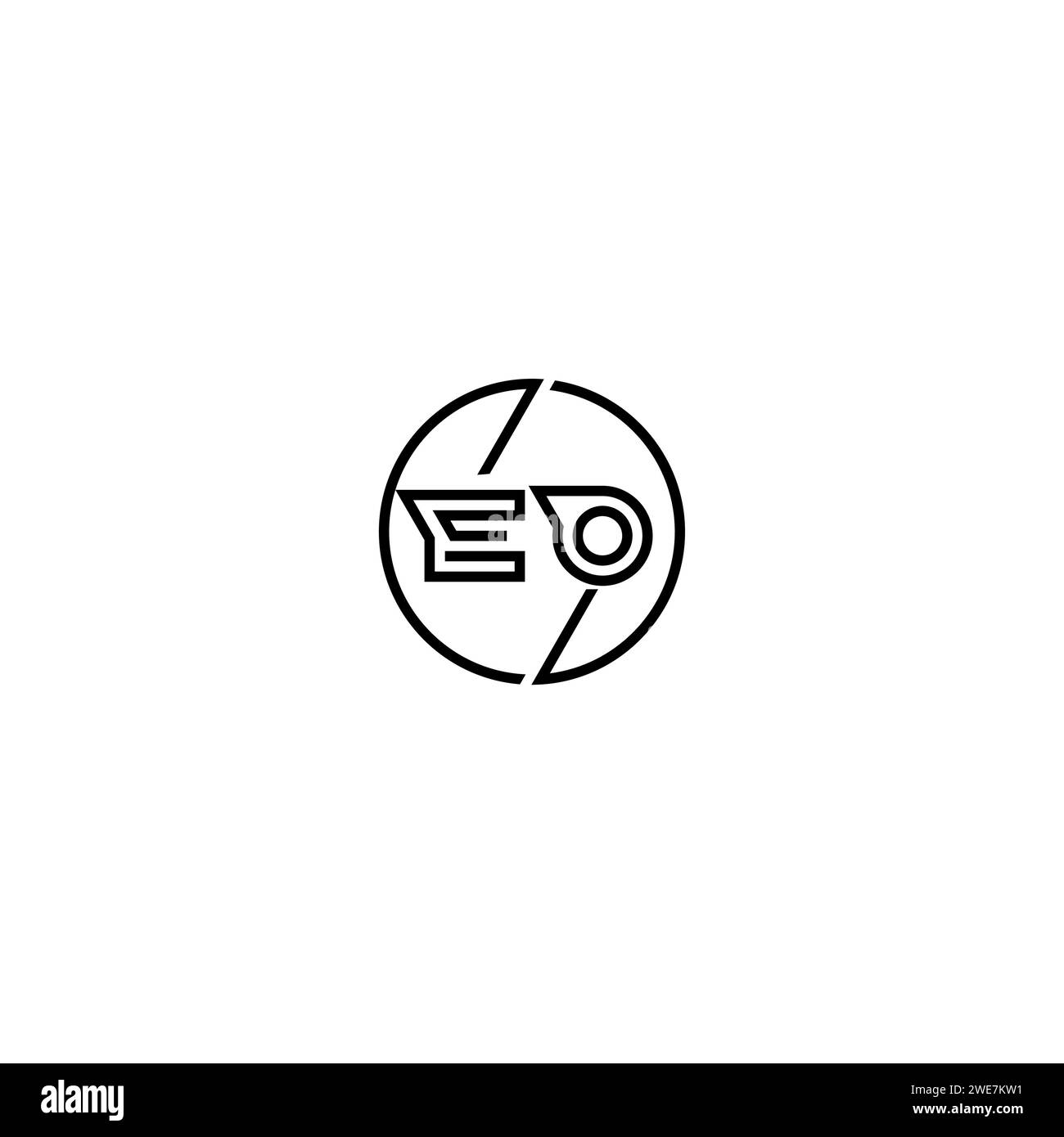 EO simple outline concept logo and circle of initial design black and ...