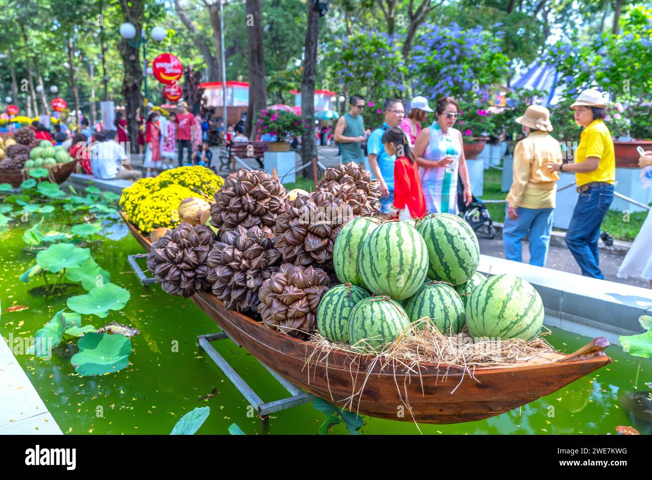 Festival scene in Tao Dan park serving the Lunar New Year in the spring ...