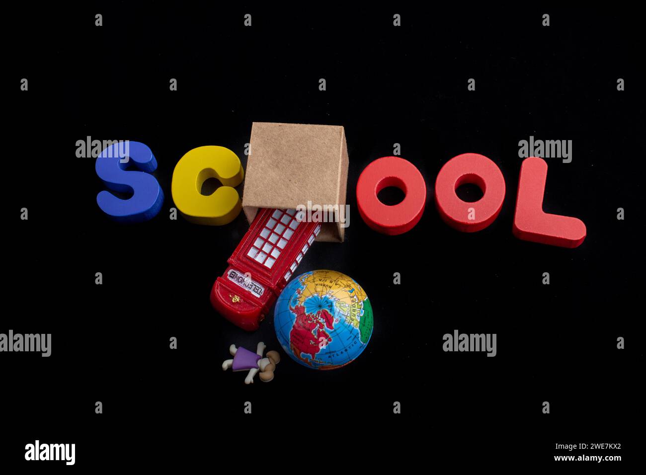 Education concept by School lettering with colorful wooden letters ...