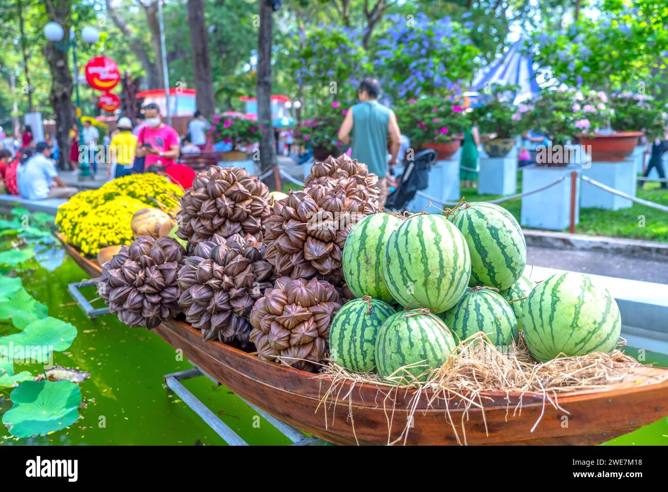 Festival scene in Tao Dan park serving the Lunar New Year in the spring ...