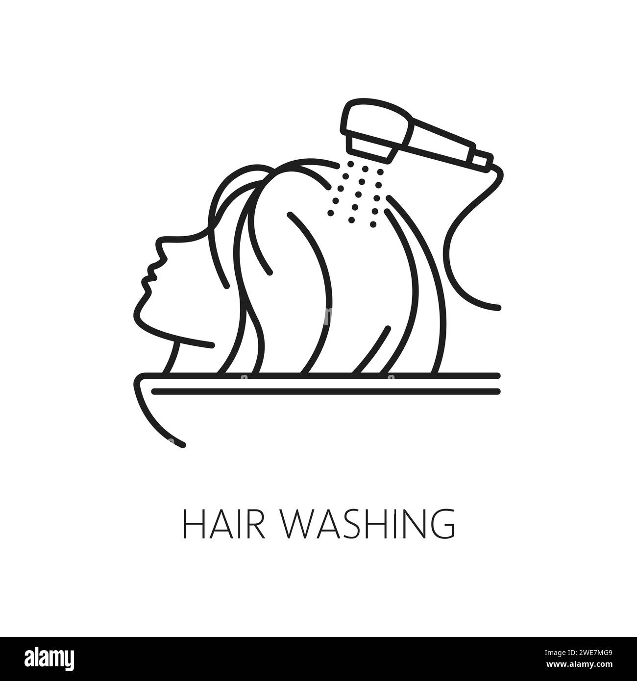 Hair care washing and treatment outline icon. Haircare cosmetology ...