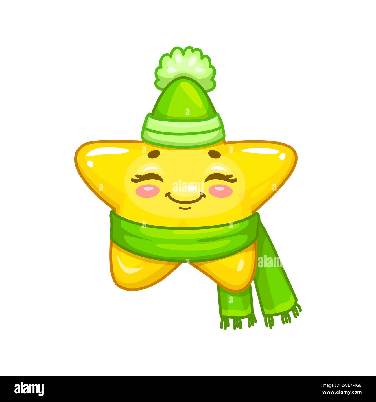 Cartoon cute kawaii star and twinkle personage character bundled up in ...