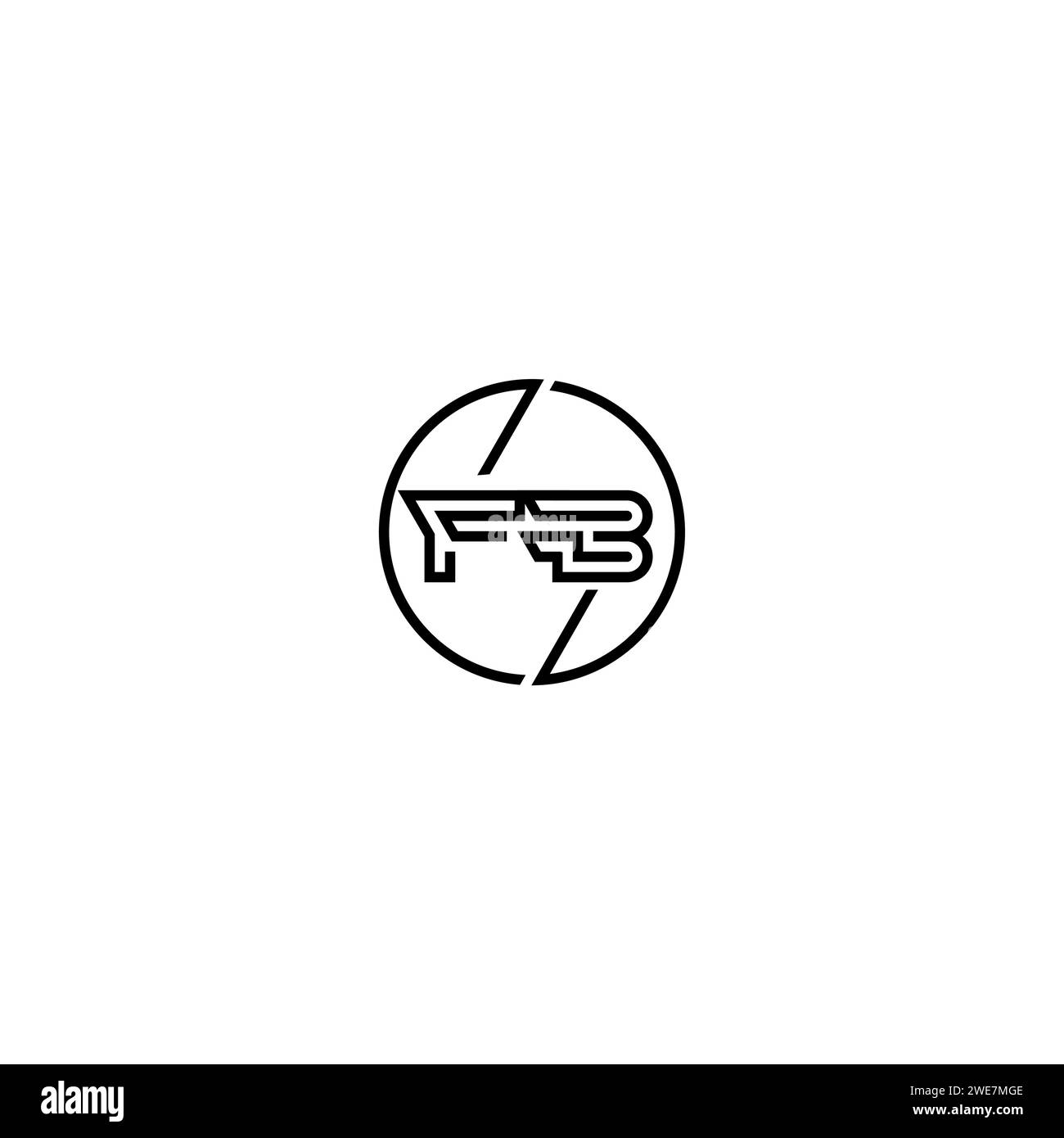 FB simple outline concept logo and circle of initial design black and ...