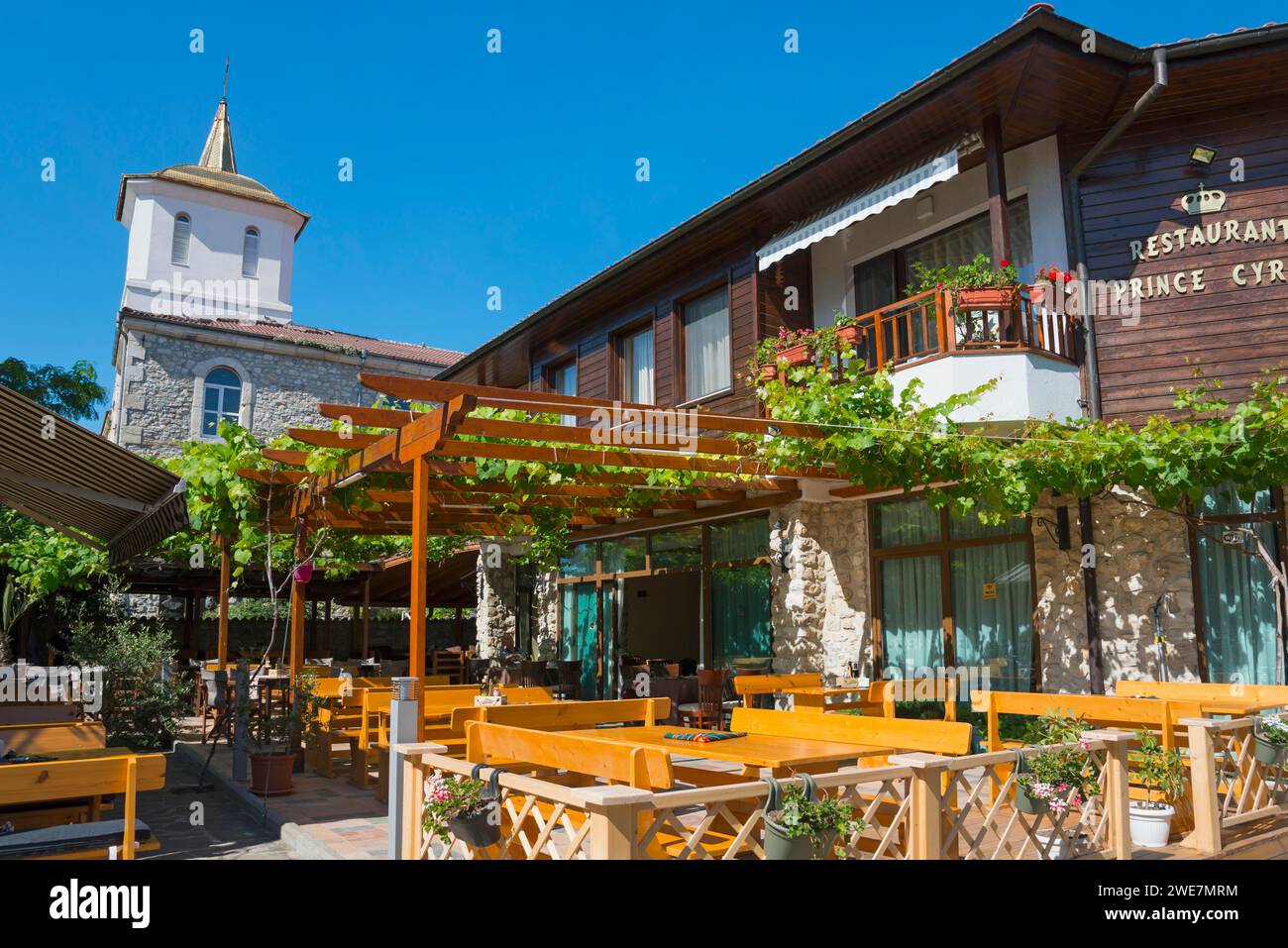 Outdoor wooden terrace under hi-res stock photography and images - Alamy