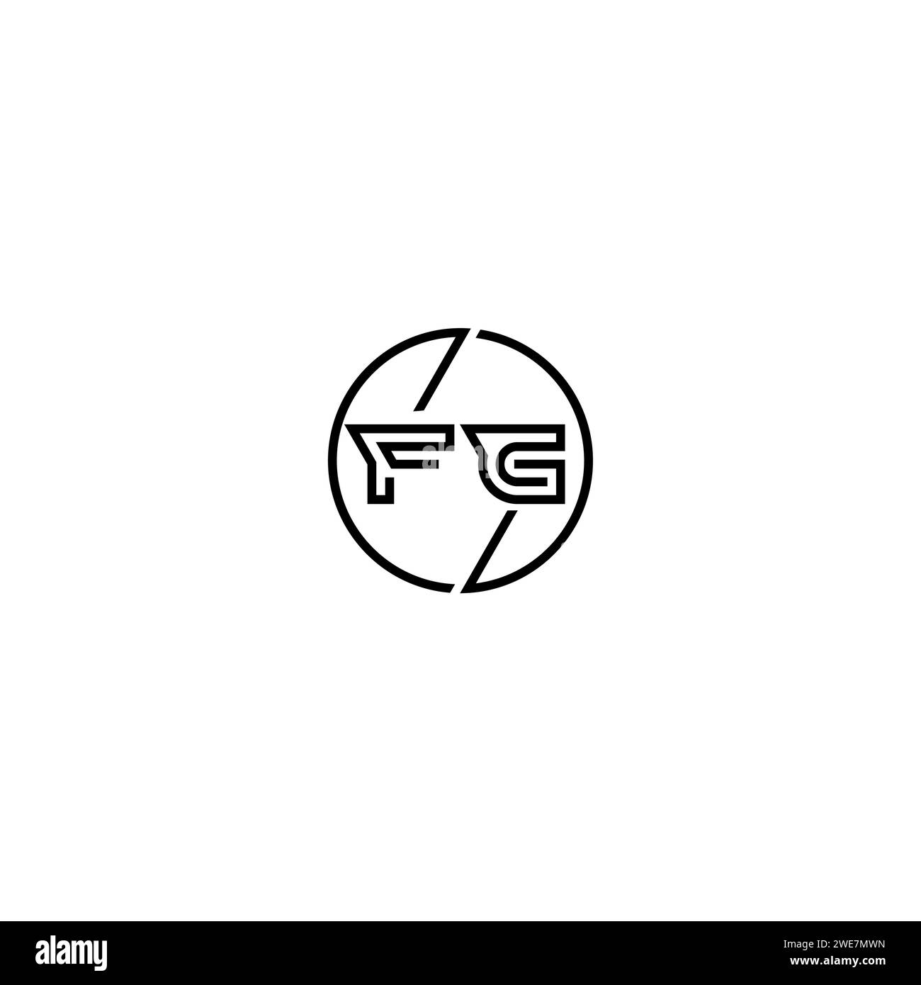 FG simple outline concept logo and circle of initial design black and ...