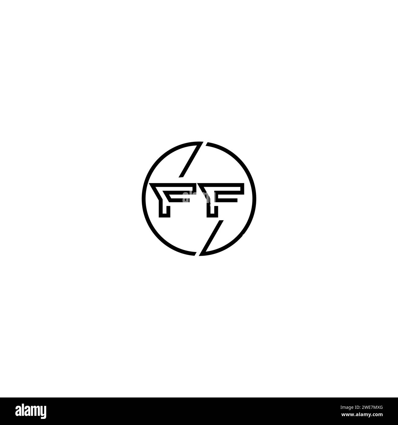 FF simple outline concept logo and circle of initial design black and ...