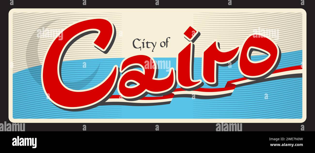 Cairo egyptian travel plate, retro tin sign, tourist sticker and plaque ...