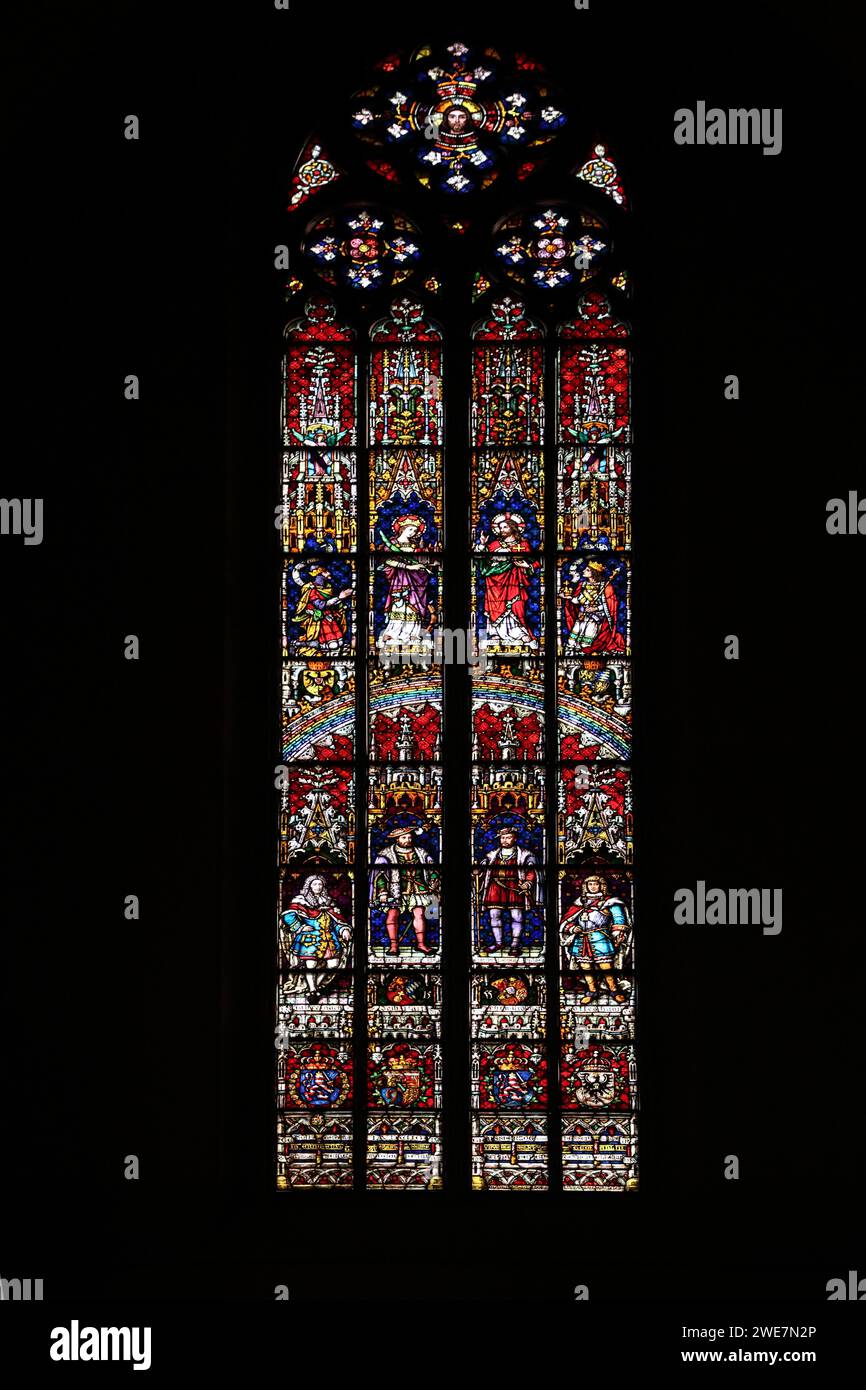 Colourful stained glass window Creation window by Heinz Hindorf 1978 in ...
