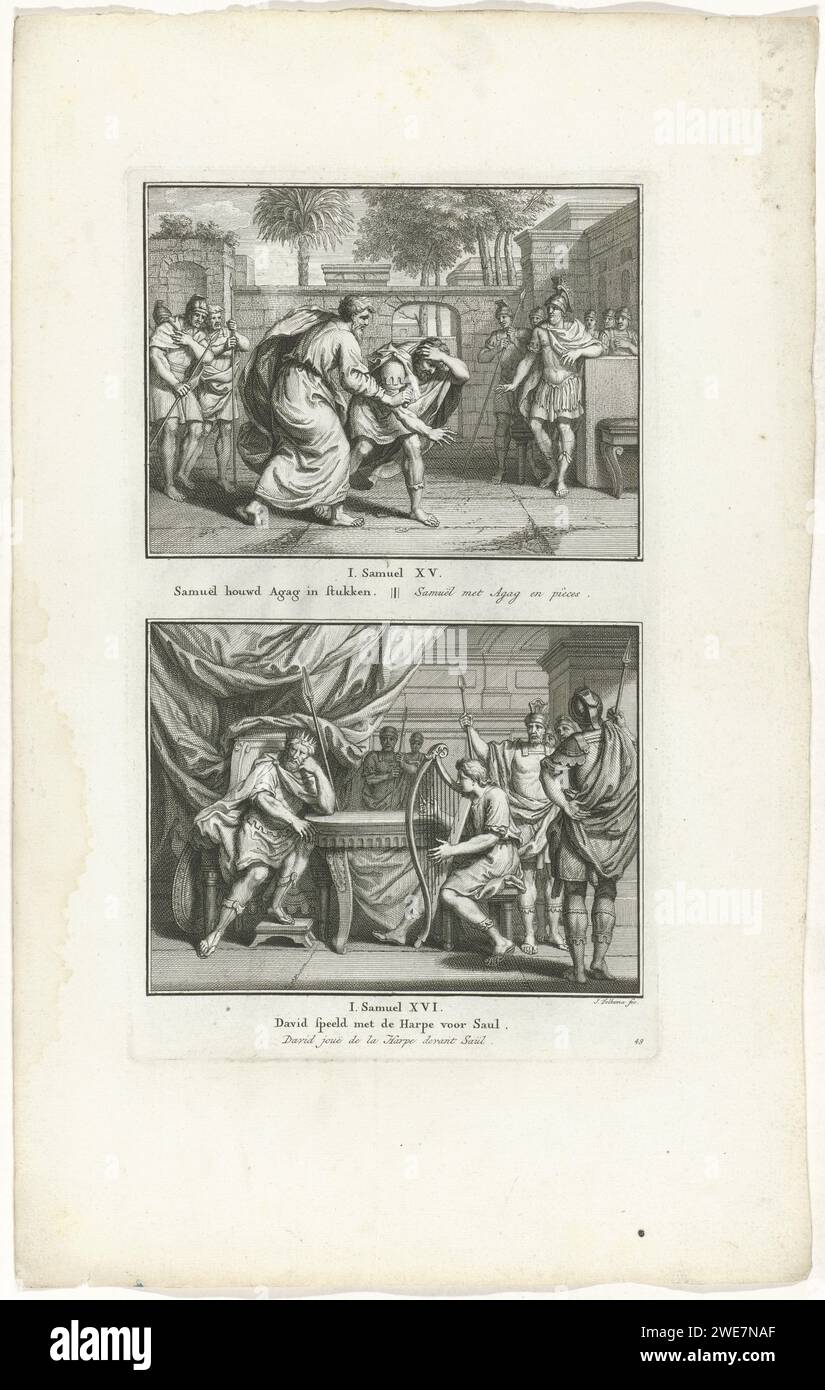 Samuel cuts Agag in pieces and David plays Harp for Saul, Jacob Folkema ...