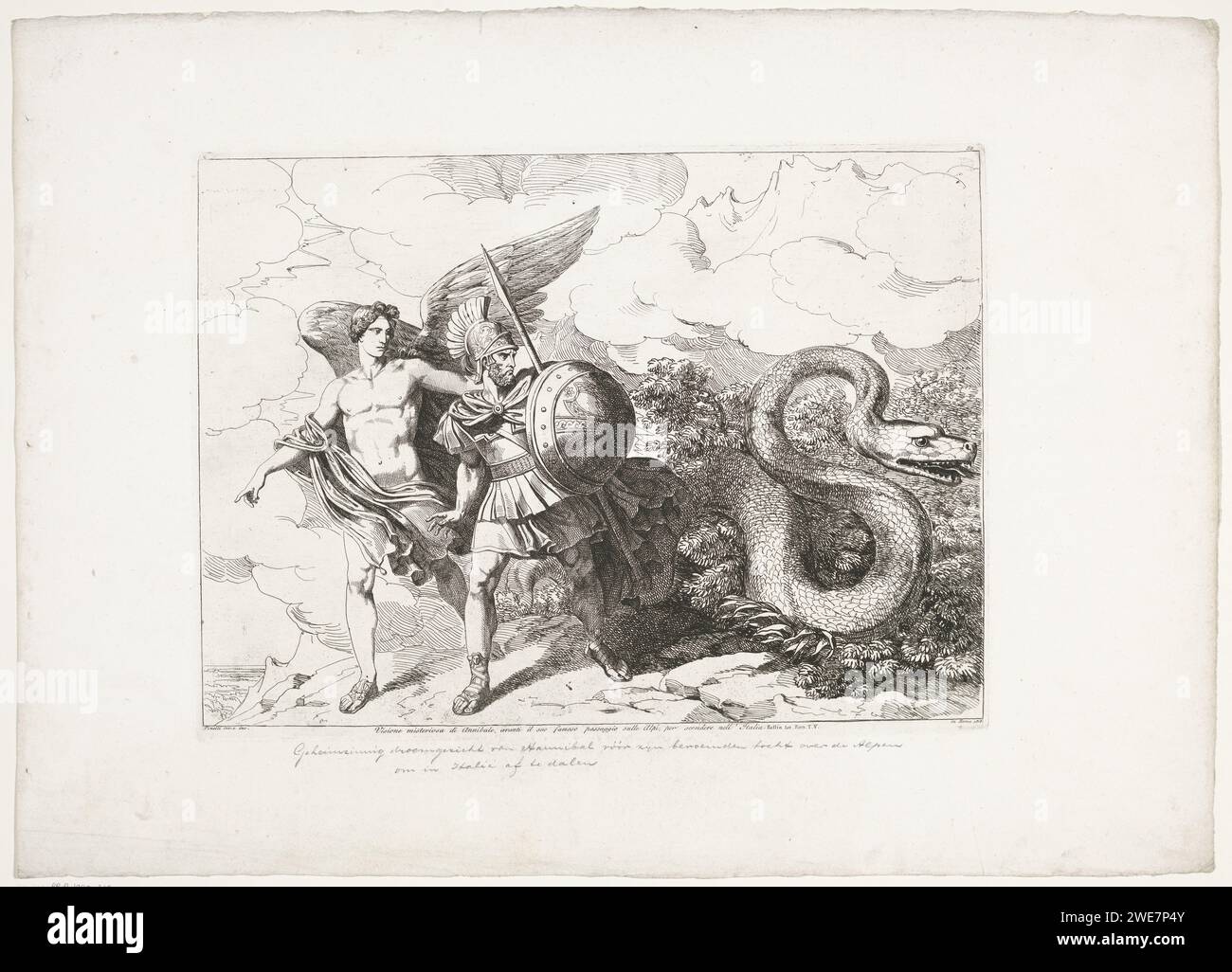 Dream of Hannibal, Bartolomeo Pinelli, 1818 print A dream face with ...