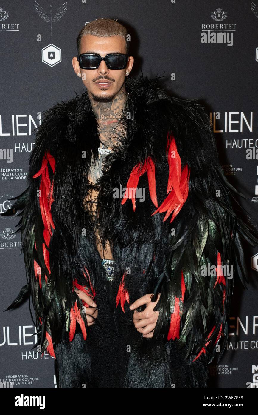 Paris, France. 23rd Jan, 2024. Greg Yega attends the Julien Fournie ...