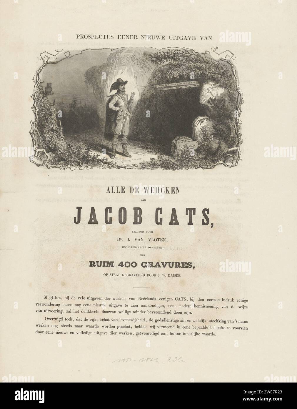 Title page for the prospectus of all Wercken of Jacob Cats, Johann ...