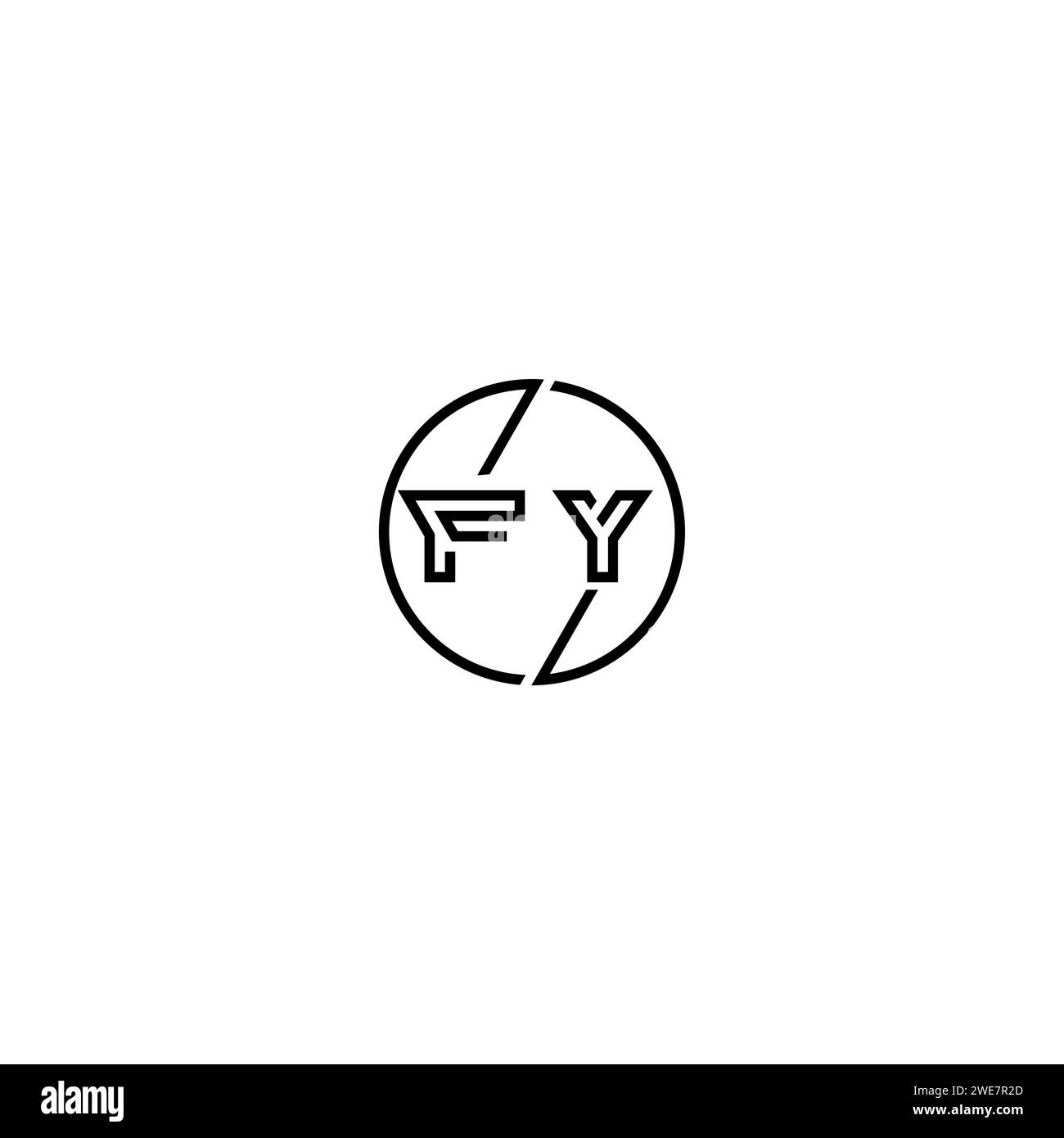 FY simple outline concept logo and circle of initial design black and ...