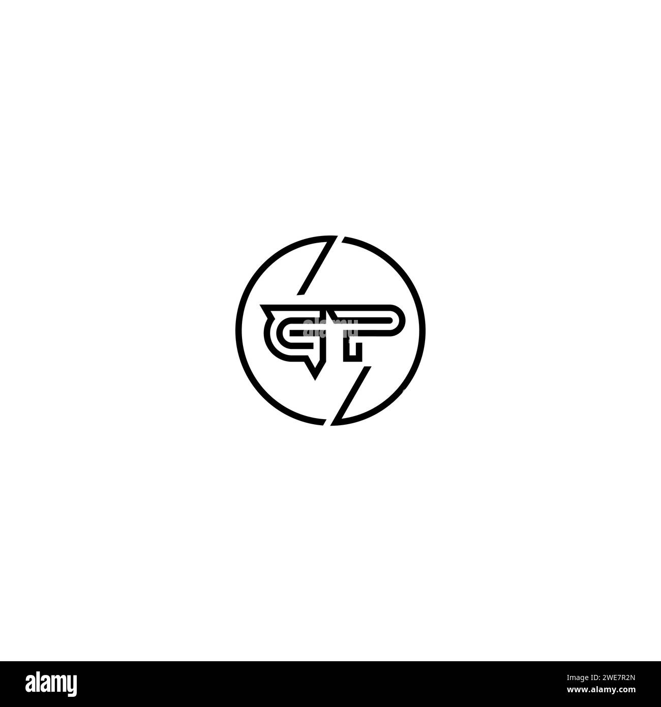 GP simple outline concept logo and circle of initial design black and white background Stock ...