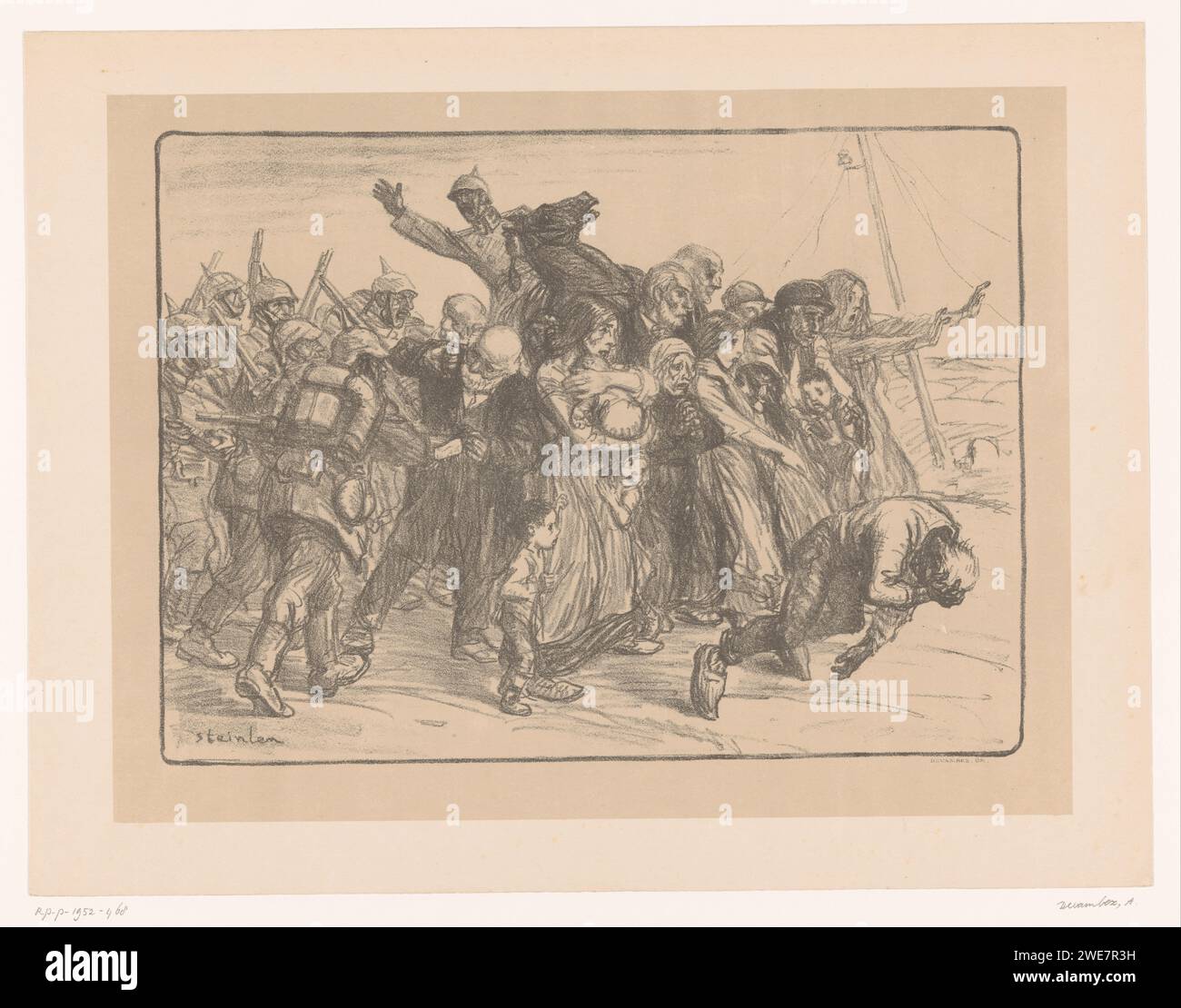 Civilians driven by soldiers, André Devambez, After Théophile Alexandre ...