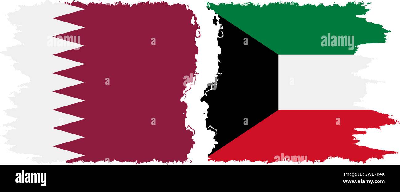 Kuwait and Qatar grunge flags connection, vector Stock Vector Image ...