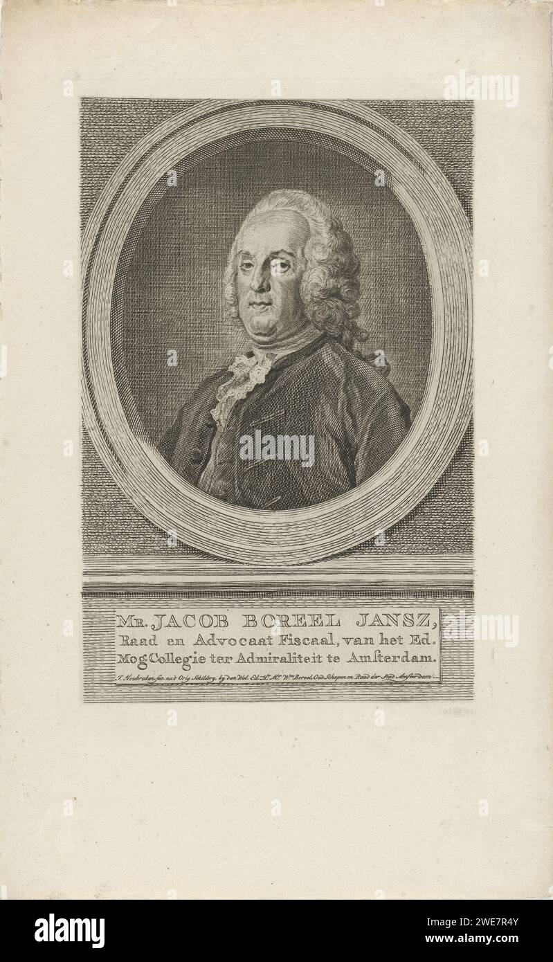Portrait of Jacob Boreel, Jacob Houbraken, 1796 print Bust to the left ...