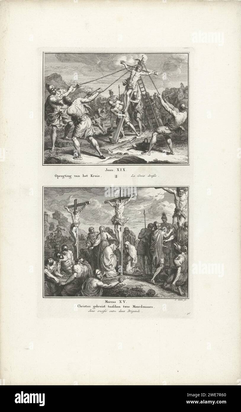 Establishment of the cross and the three crosses, Simon Fokke, 1791 ...