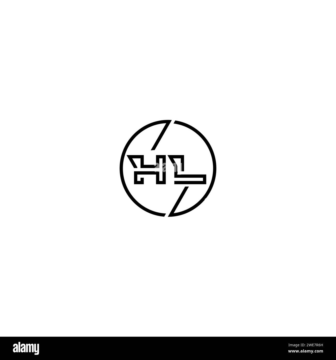HL simple outline concept logo and circle of initial design black and ...