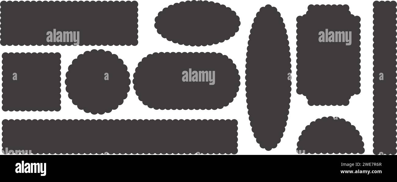 Scallop edge frames shapes. Rectangle circle oval and square border ...