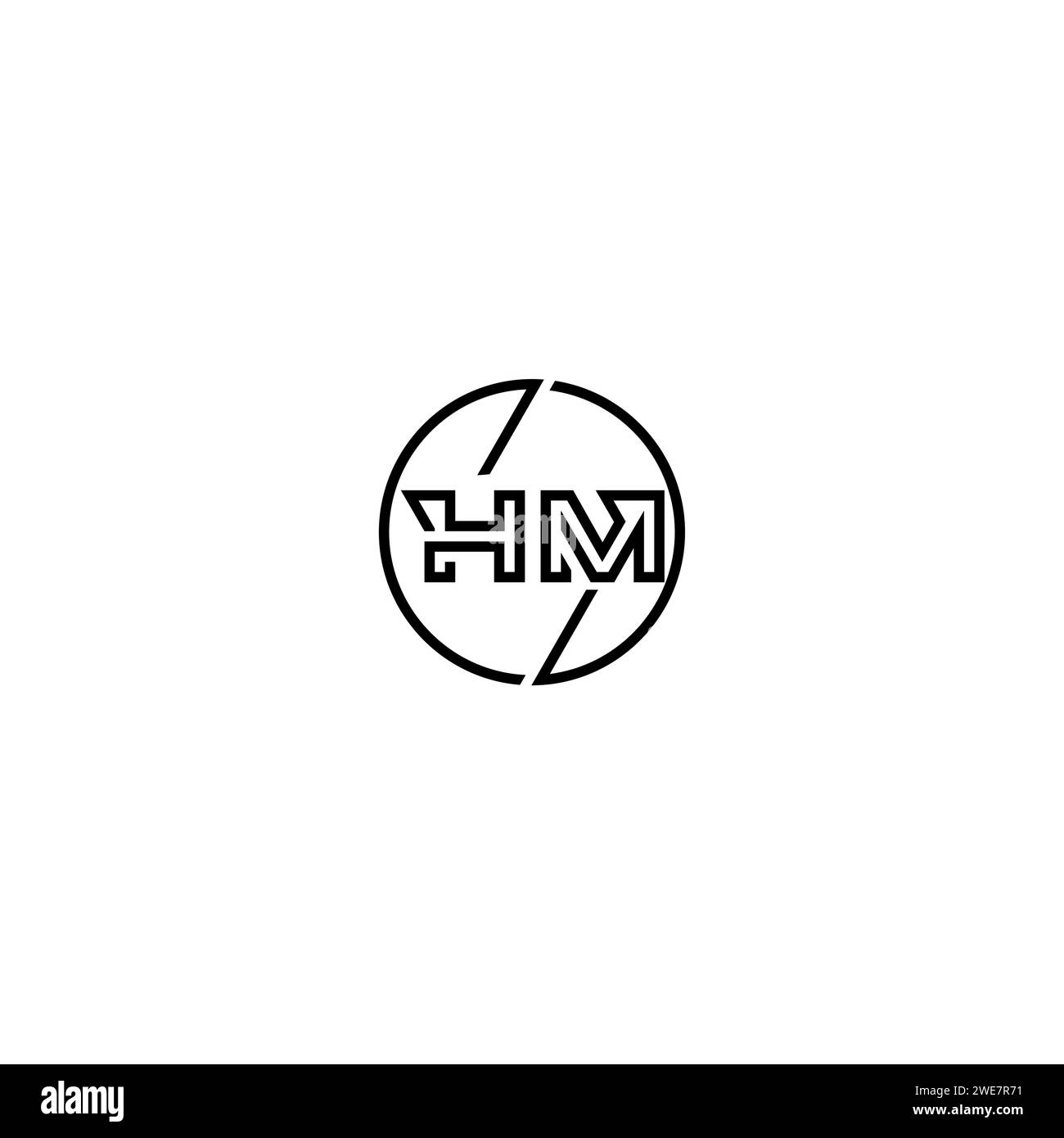 HM simple outline concept logo and circle of initial design black and ...
