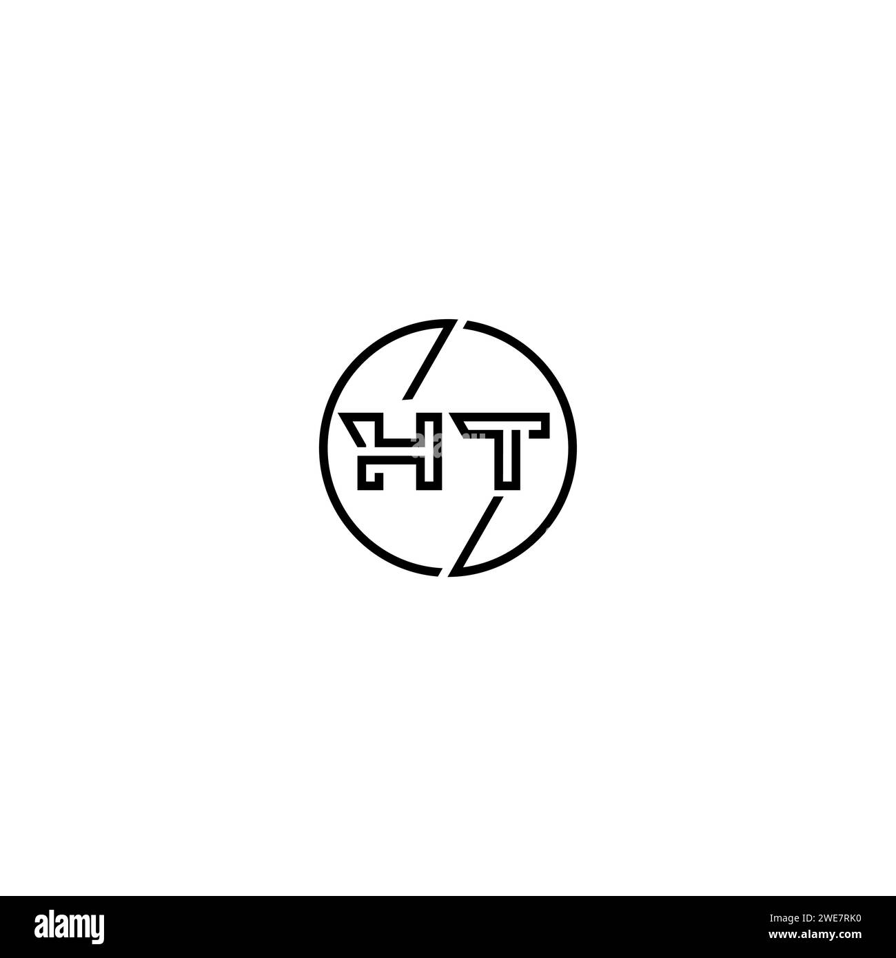 HT simple outline concept logo and circle of initial design black and ...