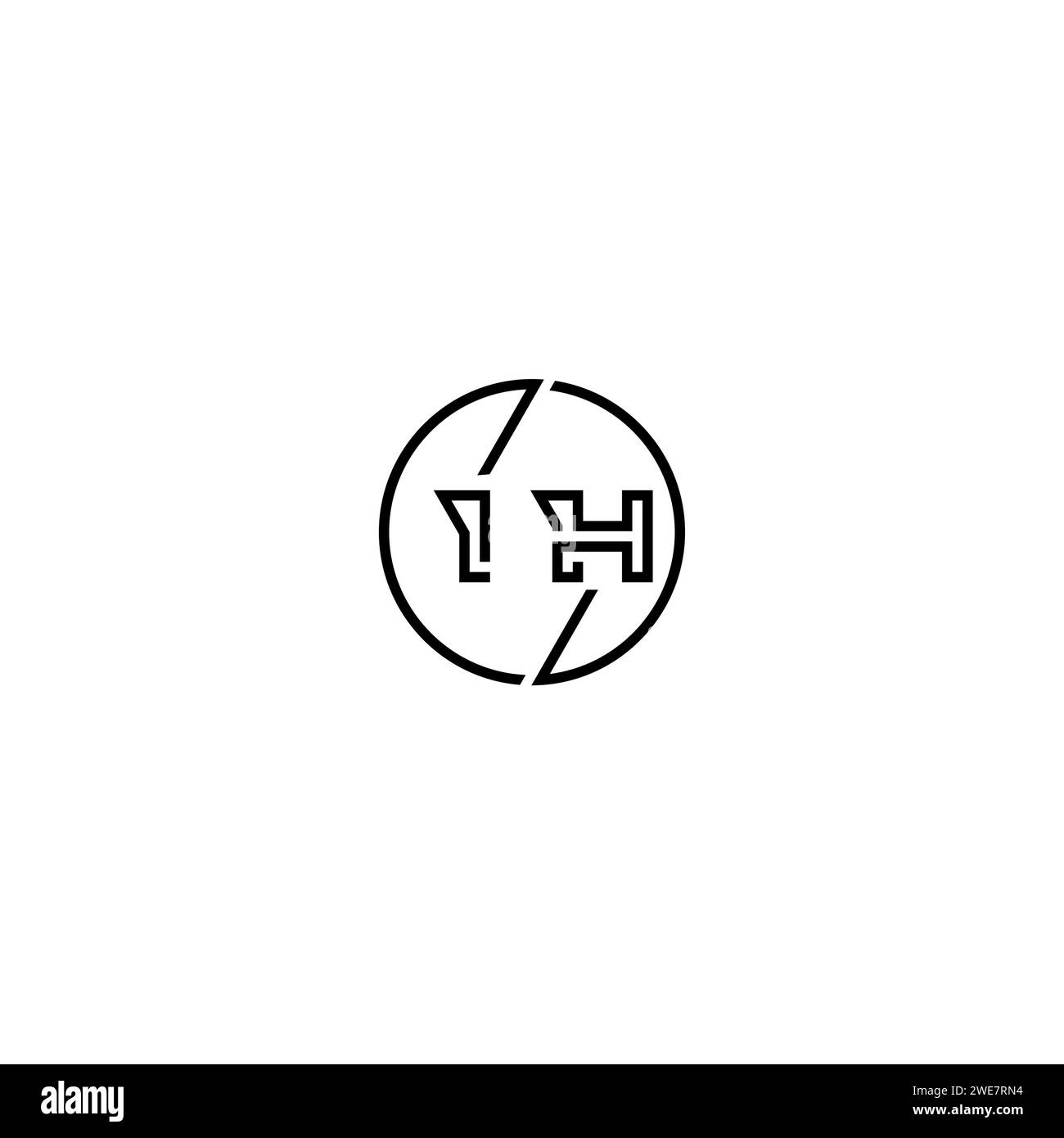 IH simple outline concept logo and circle of initial design black and ...