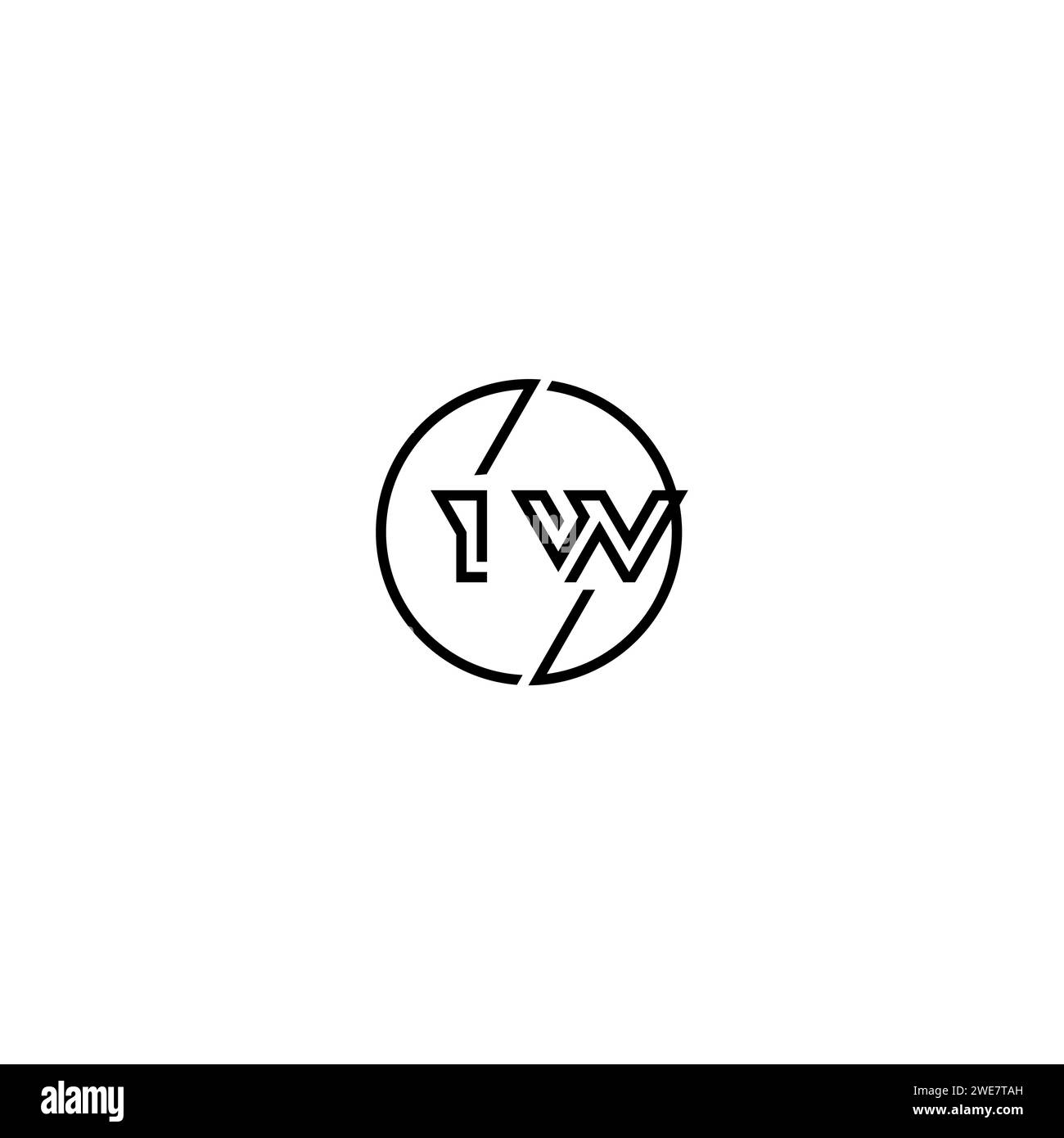 IW simple outline concept logo and circle of initial design black and ...