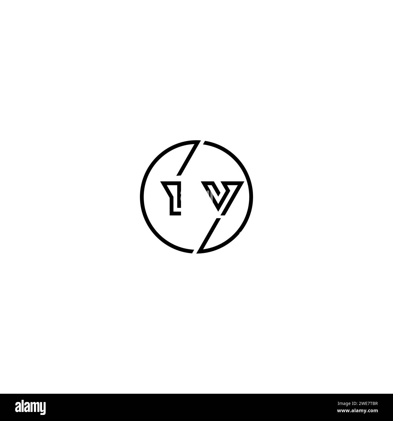 IV simple outline concept logo and circle of initial design black and ...