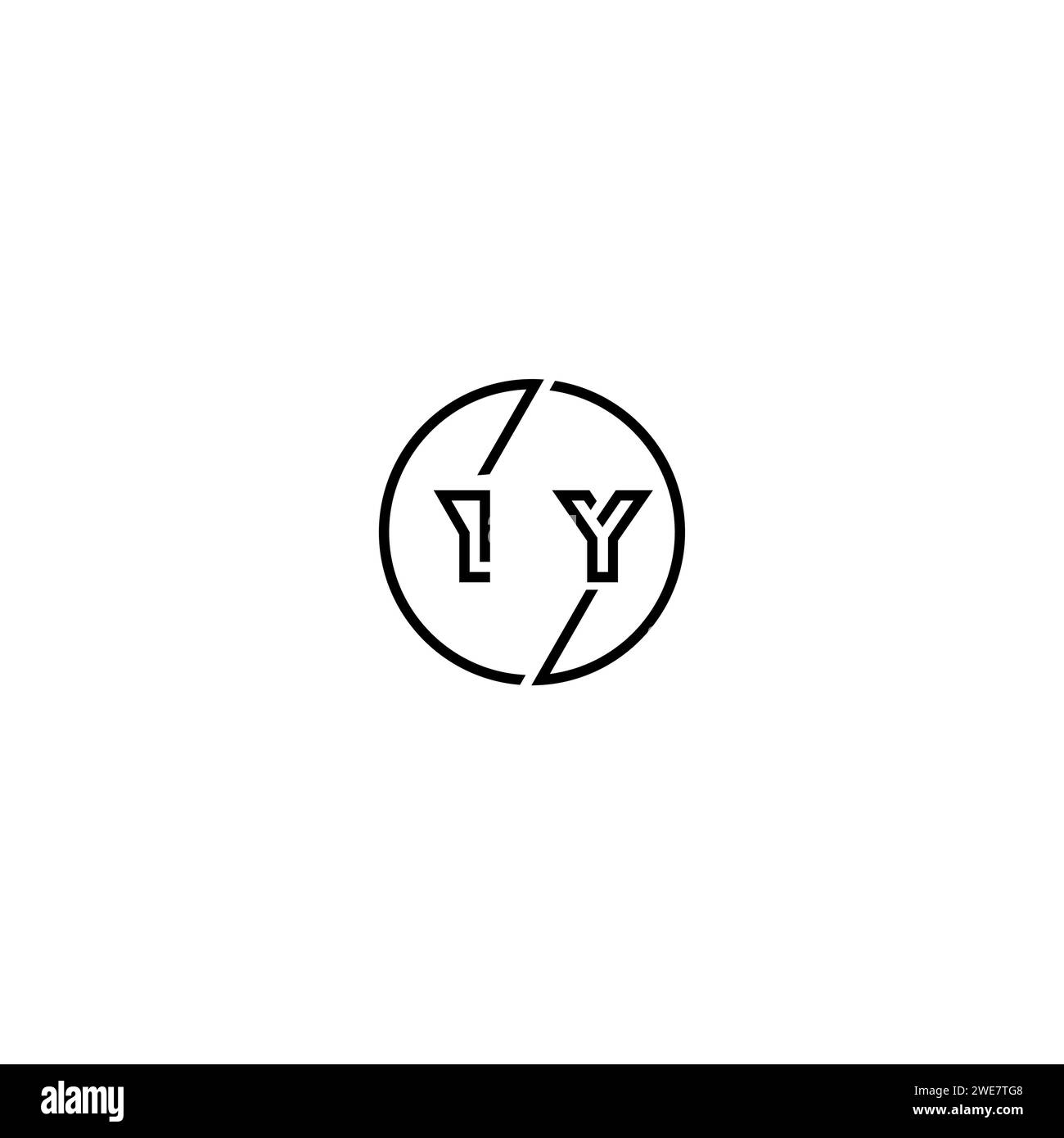 IY simple outline concept logo and circle of initial design black and ...