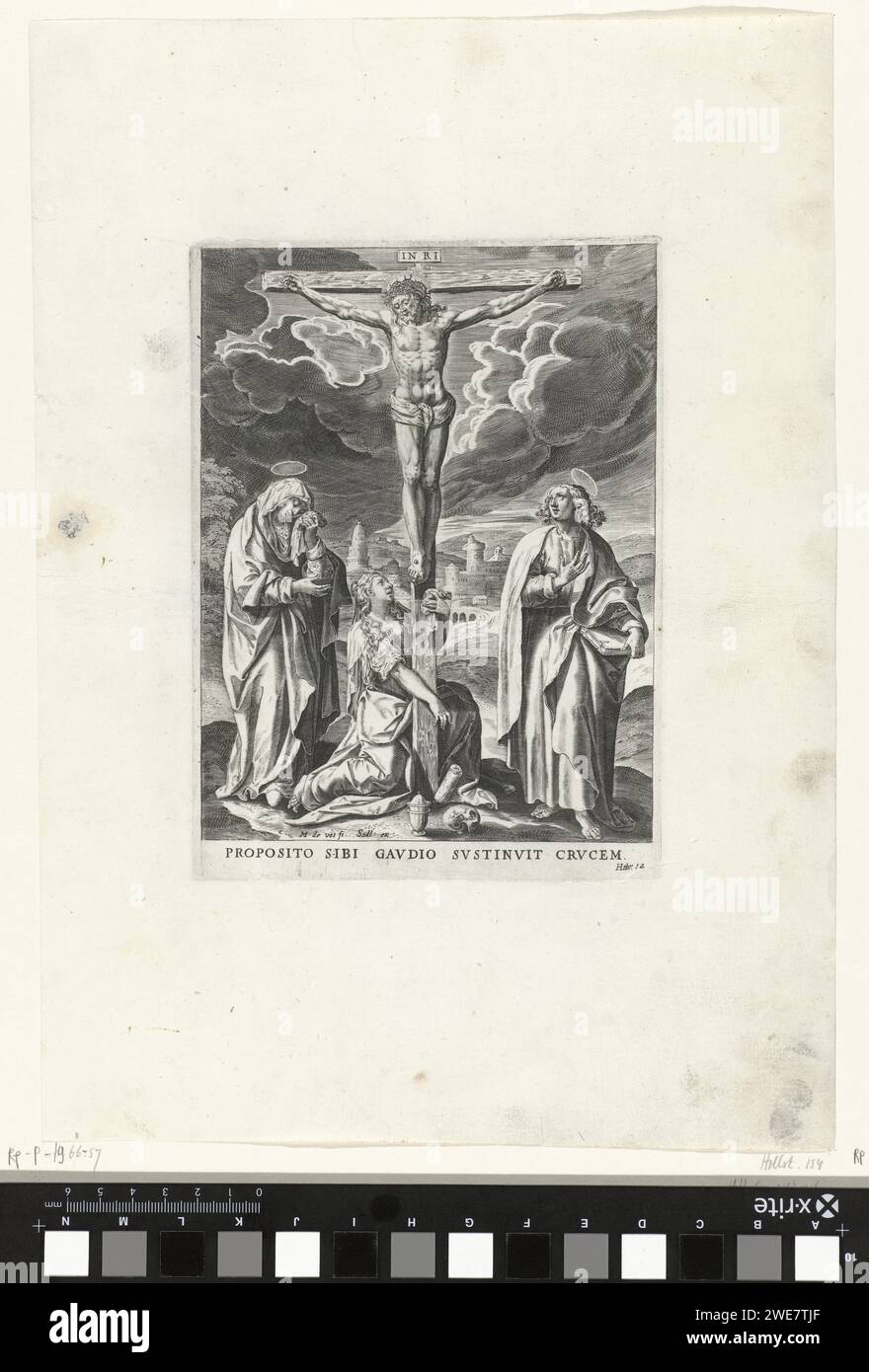 Christ on the Cross, Johann Sadeler (I), After Maerten de Vos, 1587 - 1589 print Christ on the ...