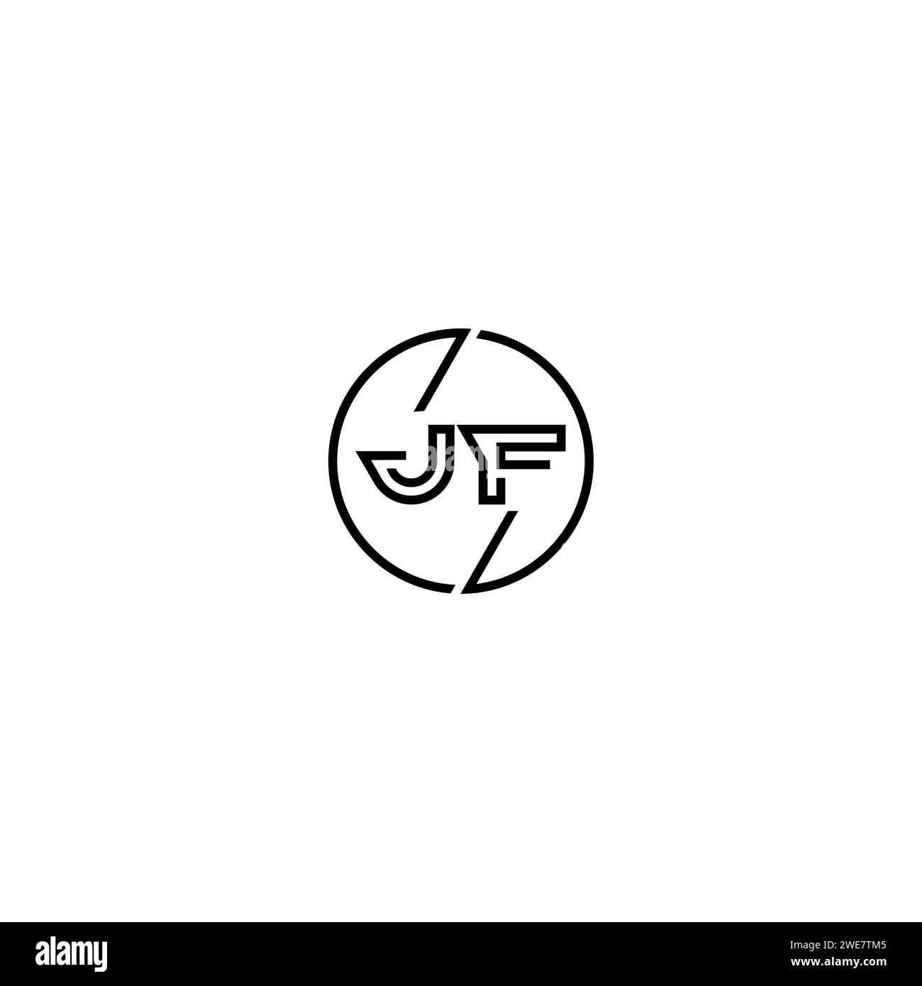JF simple outline concept logo and circle of initial design black and ...