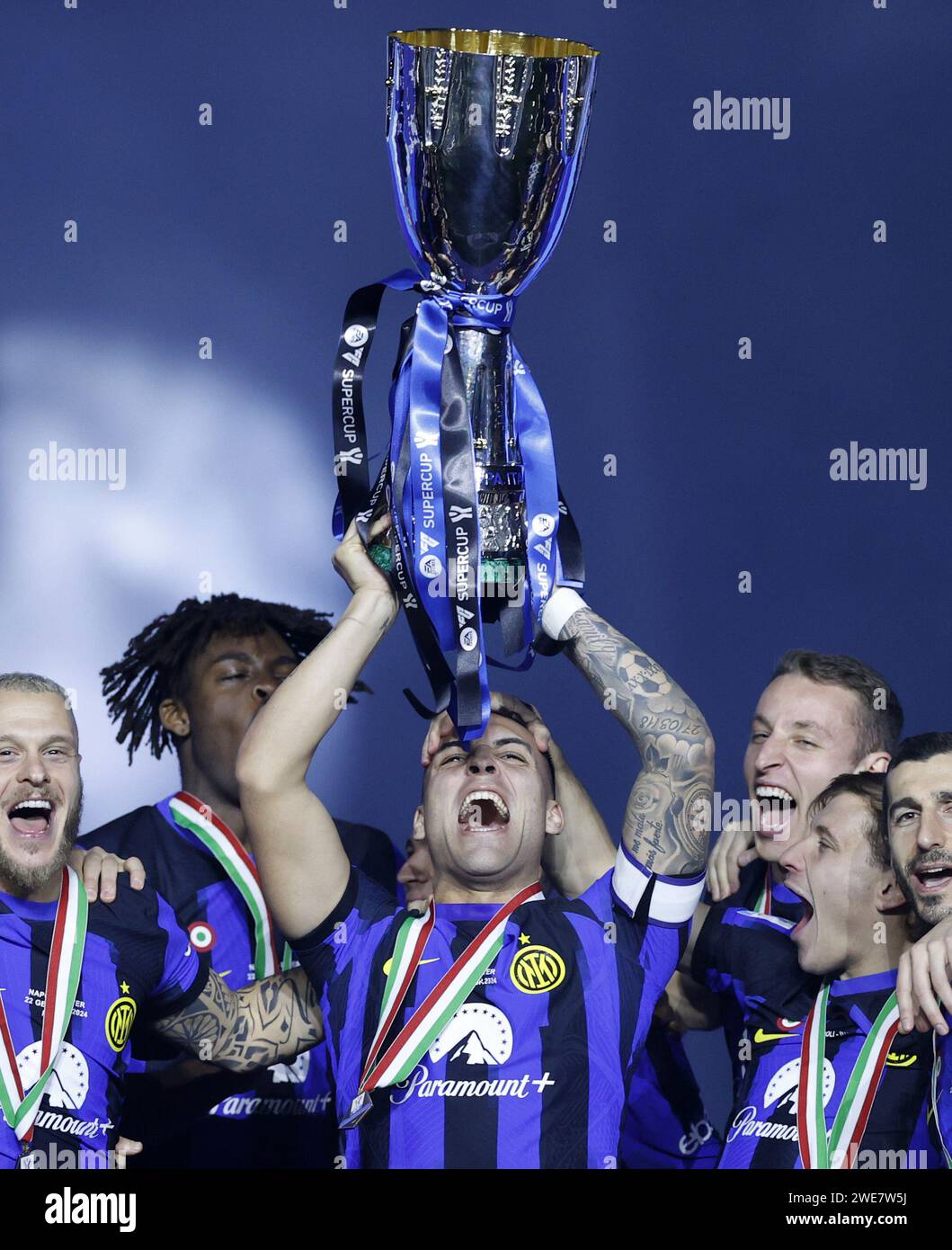 Beijing, China. 24th Jan, 2024. Inter Milan's Lautaro Martinez (C ...