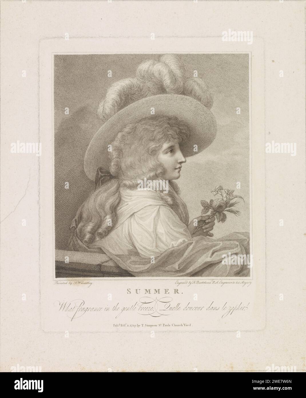 Zomer, Francesco Bartolozzi, after Francis Wheatley, 1789 print A young ...