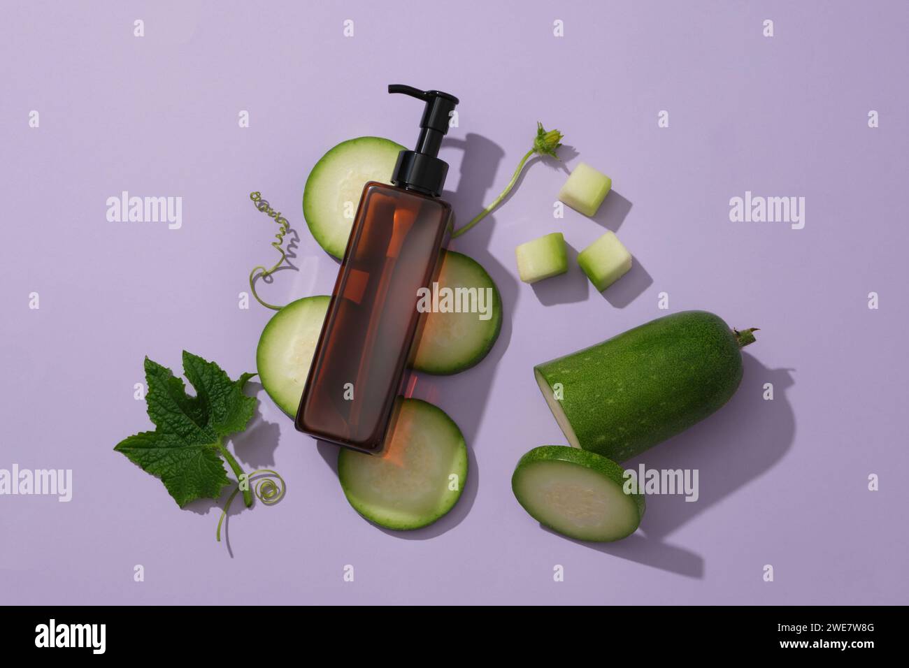 Unlabeled pump bottle dispenser put on some winter melon slices ...