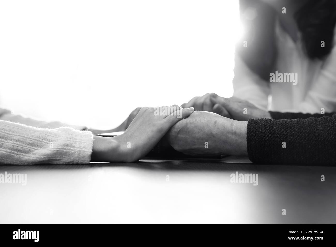 Christian believers gathering together to pray and worship in church ...