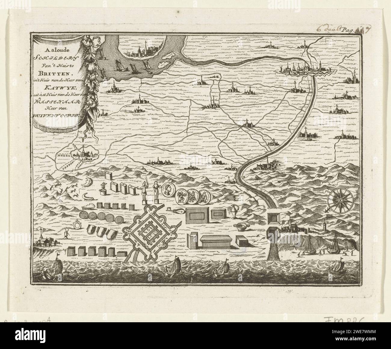 Coastal landscape with the foundations of the house in Britten ...