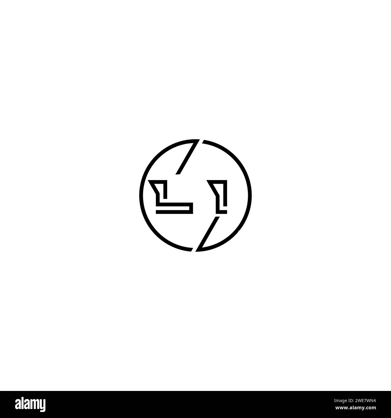 LI simple outline concept logo and circle of initial design black and white background Stock ...
