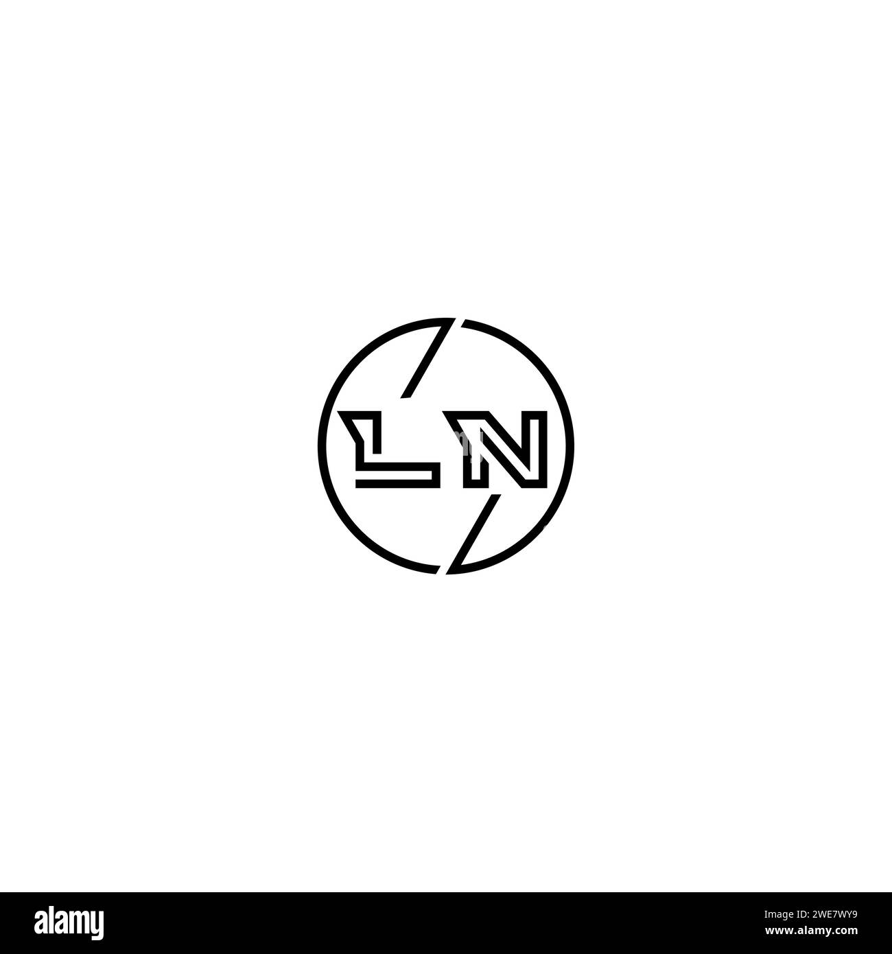 LN simple outline concept logo and circle of initial design black and ...