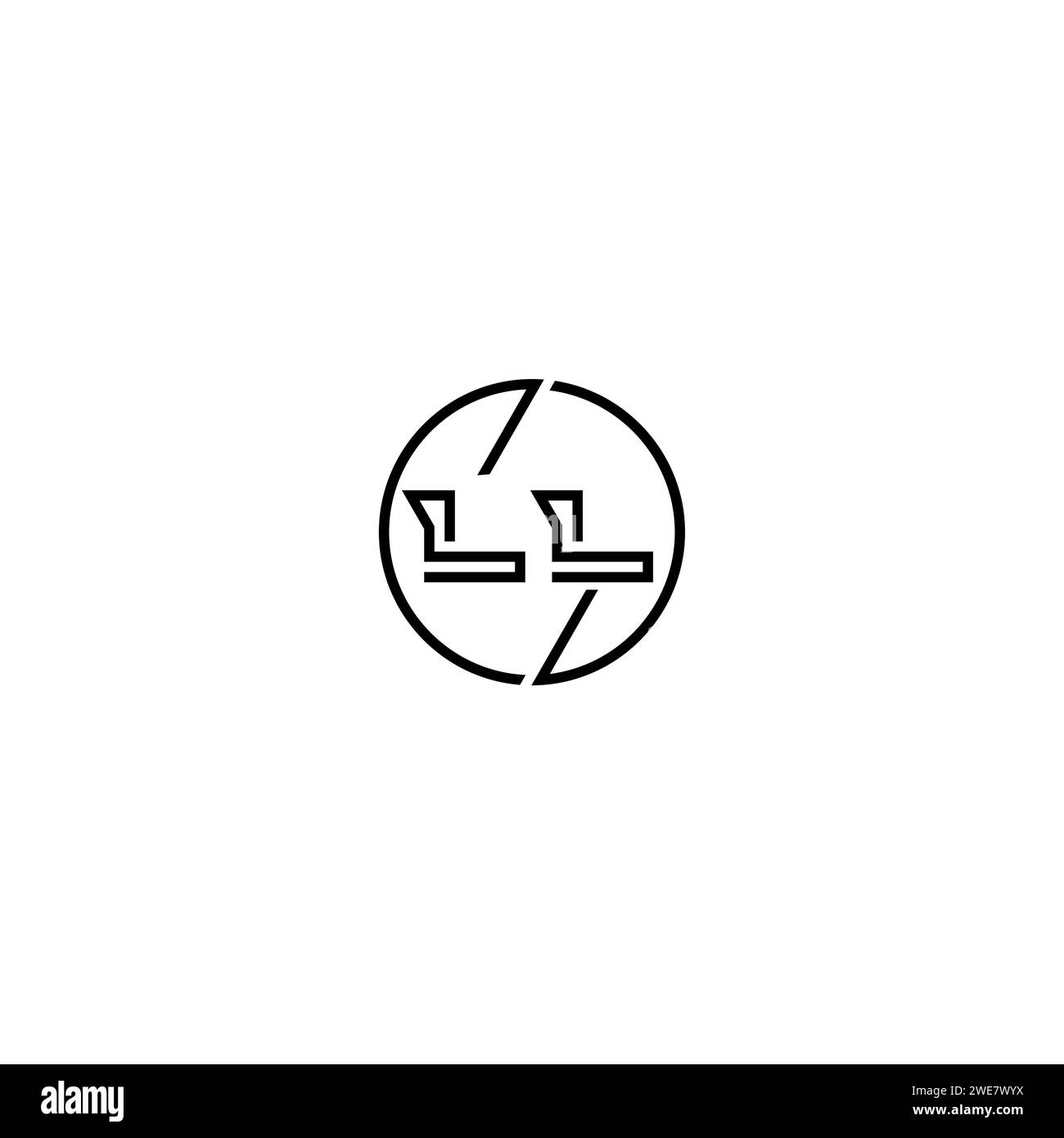 LL simple outline concept logo and circle of initial design black and ...
