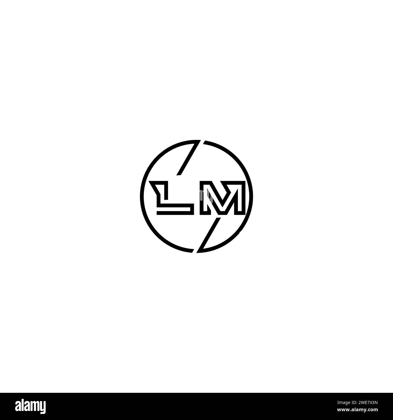 LM simple outline concept logo and circle of initial design black and white background Stock ...