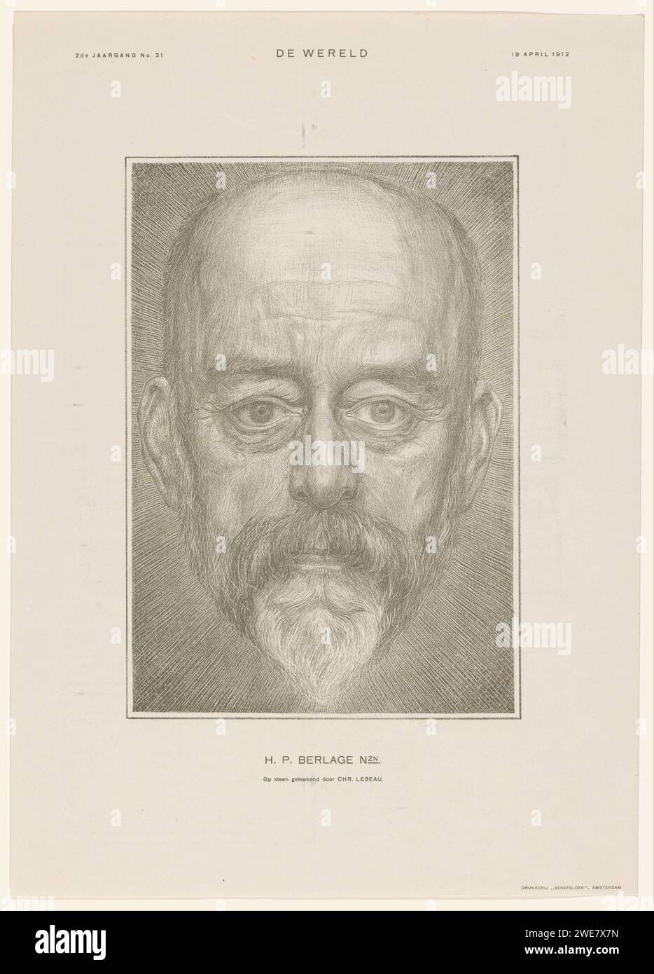 Portrait of H.P. Berlage, Chris Lebeau, 1912 print Page from the ...