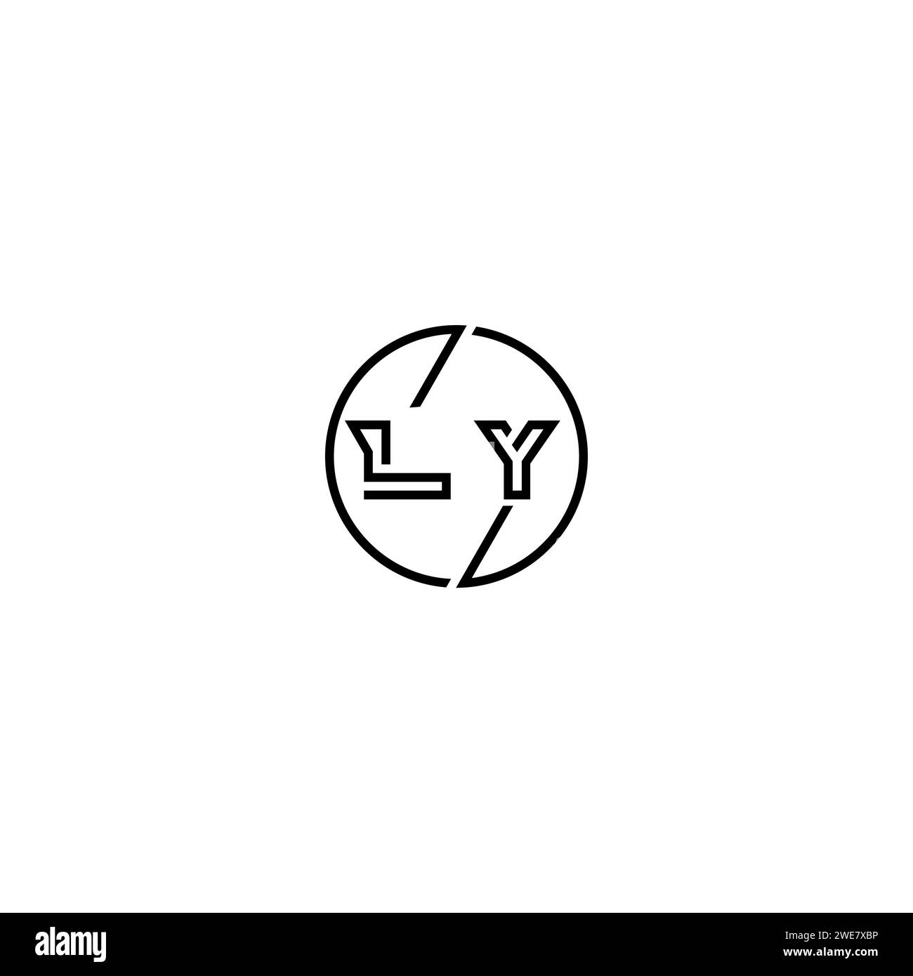 LY simple outline concept logo and circle of initial design black and ...