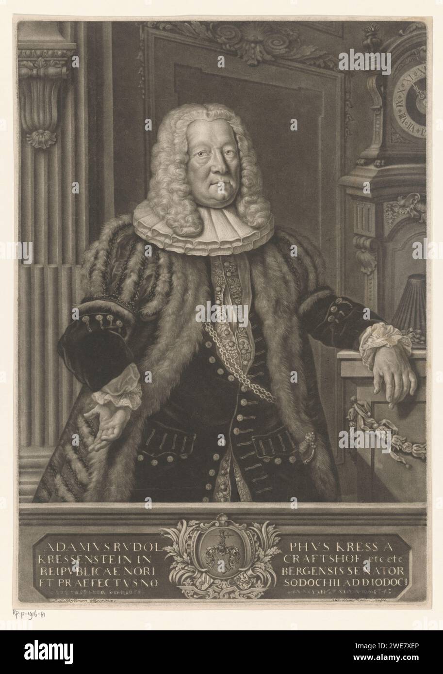 PortraT van Adam Rudolph Kress von Kressenstein, Valentin Daniel Preissler, after Johann ...