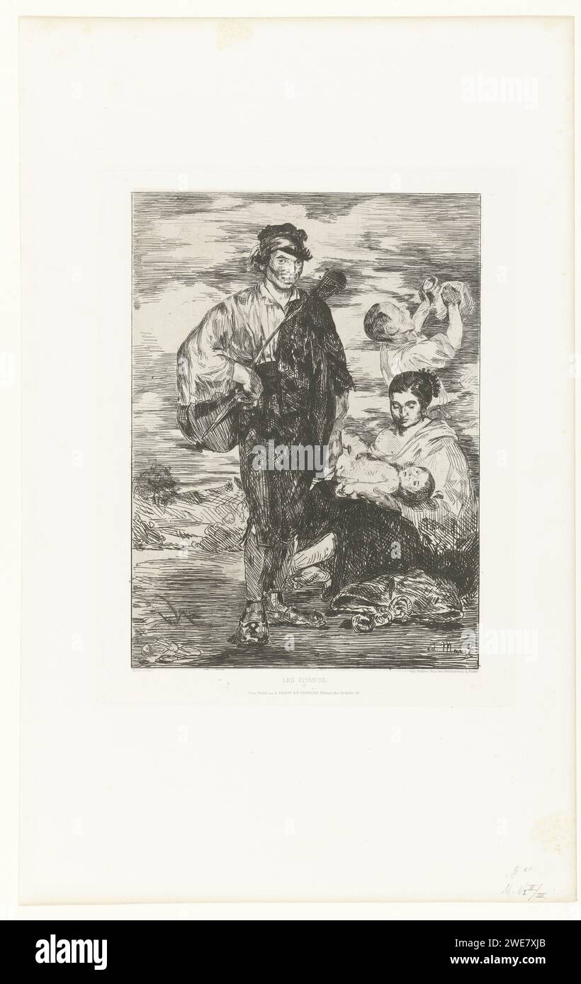 Roma Family with Male and Woman with Child, Edouard Manet, 1862 print A ...