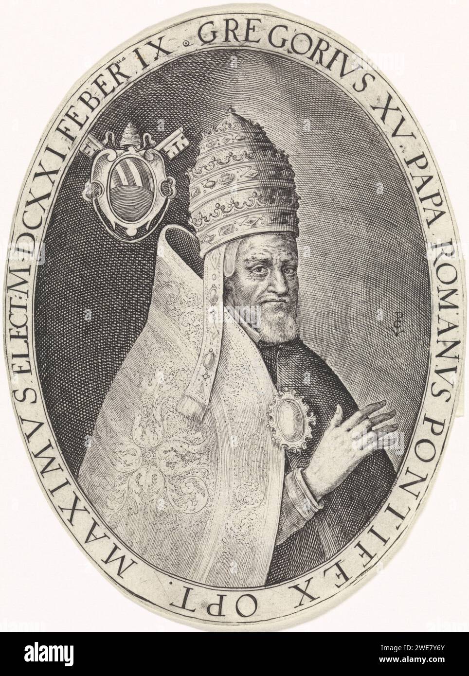 Portrait of Pope Gregorius XV, Crispijn van de Passe (I), 1574 - 1637 ...