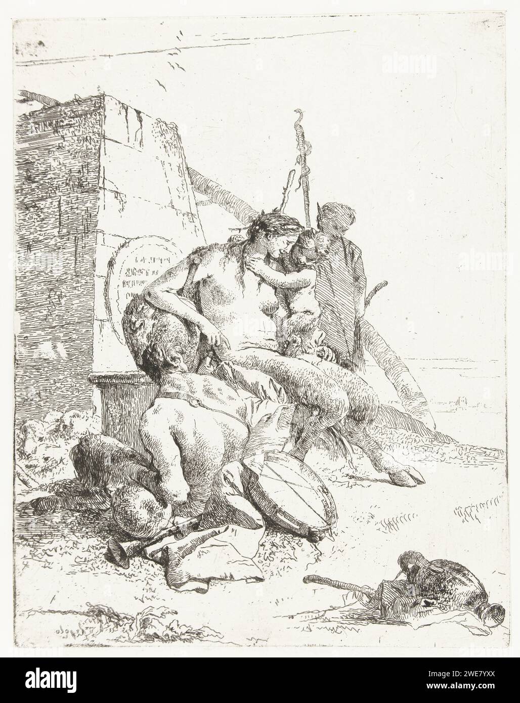 Satyr Family with Musical Instruments Sitting by a Monument, Giovanni ...